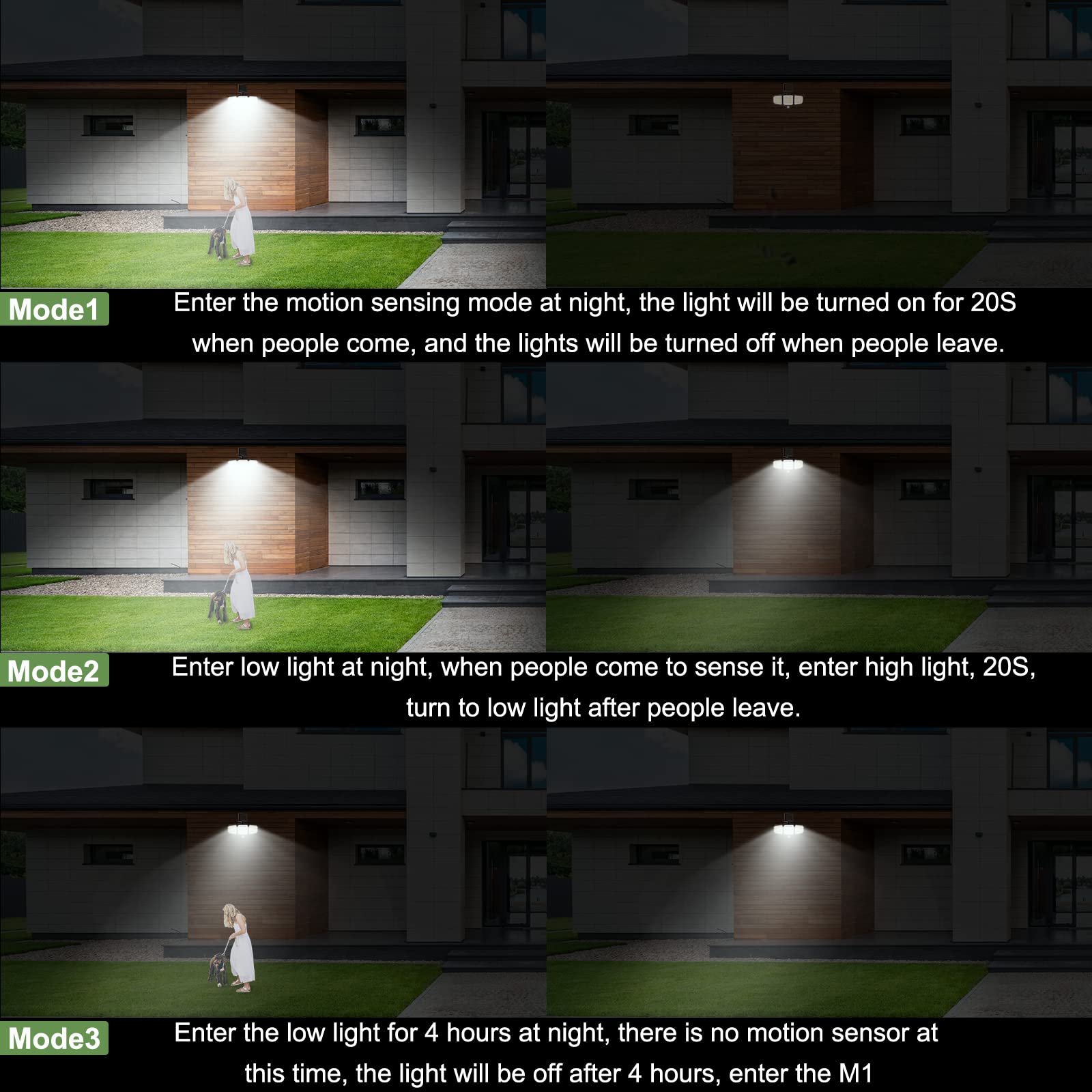 CEOTIS Solar Lights Outdoor, 243 LED 3500LM Motion Sensor Solar Lights for Outside, IP65 Waterproof 3 Heads Security Flood Lights, Separate Solar Panel Remote Control 3 Modes Wall Lights