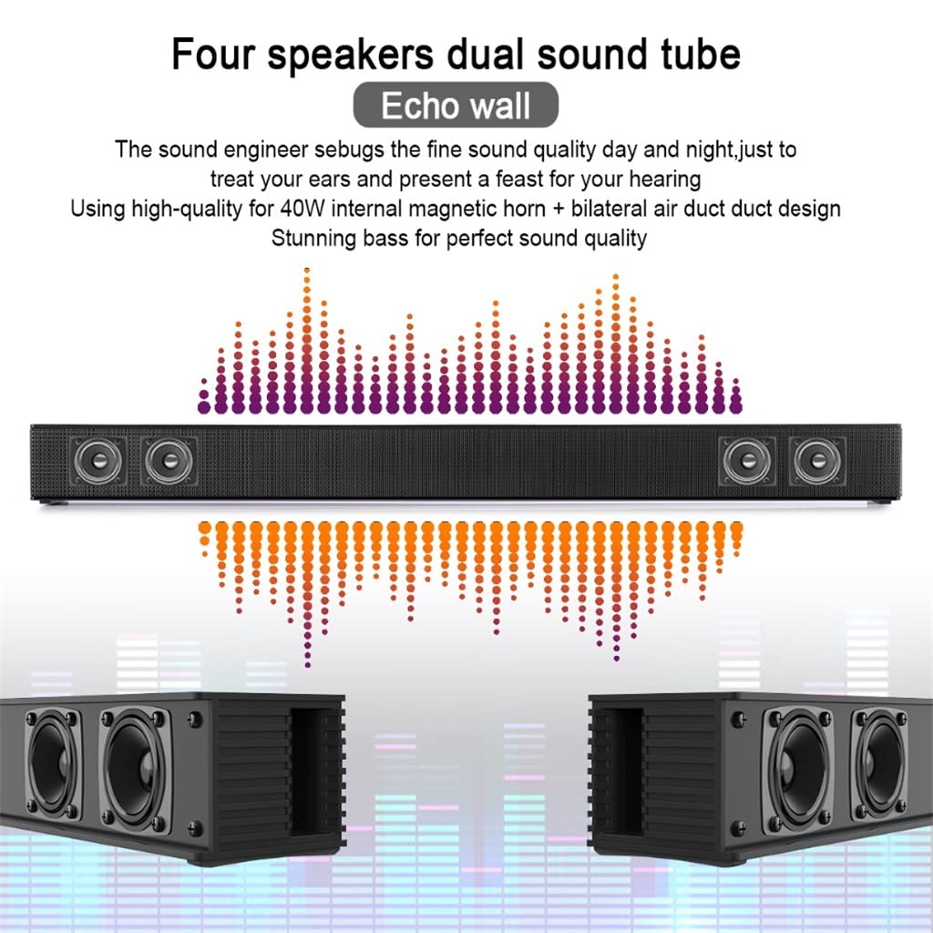 ASDAJK Wall-Mounted TV Soundbar Home Theater 40W Speaker Support Optical -Compatible AUX with Subwoofer for TV PC