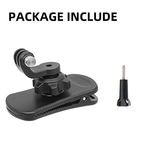 Backpack Strap Mount Quick Clip Mount, 360 Degree Rotation Backpack Clamp Mount Compatible with Gopro Hero 11/10/9/8/7/6/5 Black, Session, Fusion, Xiaomi Yi, DJI Osmo Action and Most Action Cameras
