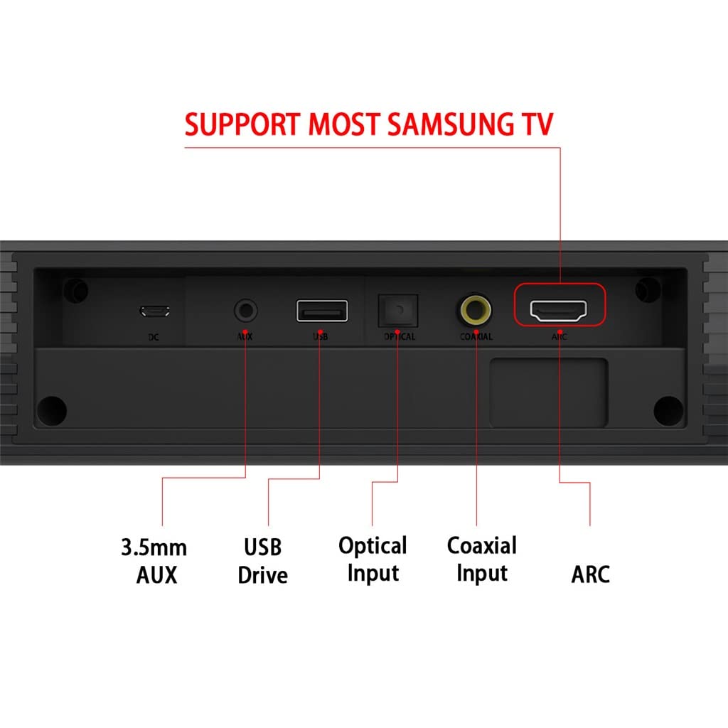 ASDAJK Wall-Mounted TV Soundbar Home Theater 40W Speaker Support Optical -Compatible AUX with Subwoofer for TV PC