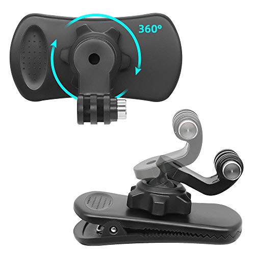 Backpack Strap Mount Quick Clip Mount, 360 Degree Rotation Backpack Clamp Mount Compatible with Gopro Hero 11/10/9/8/7/6/5 Black, Session, Fusion, Xiaomi Yi, DJI Osmo Action and Most Action Cameras