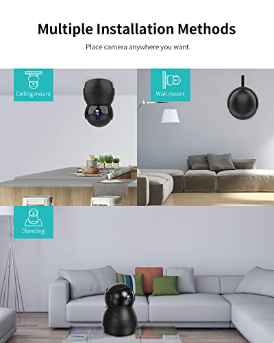 WiFi Camera for Home Surveillance, Baby Monitor with Motion Tracking, Pet Camera with Phone App 2 Way Audo/Night Vision