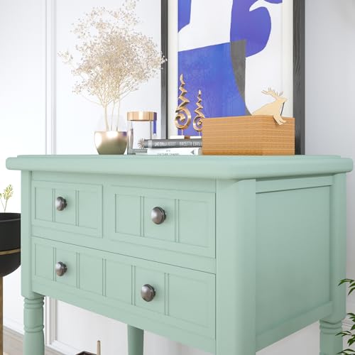 Venera Console Tables for Entryway - Solid Wood Antique Blue 26” Narrow Console Table for Entryway - Console Table with Storage & Three Drawers - Environmental-Friendly Entrance Tables for Front Door