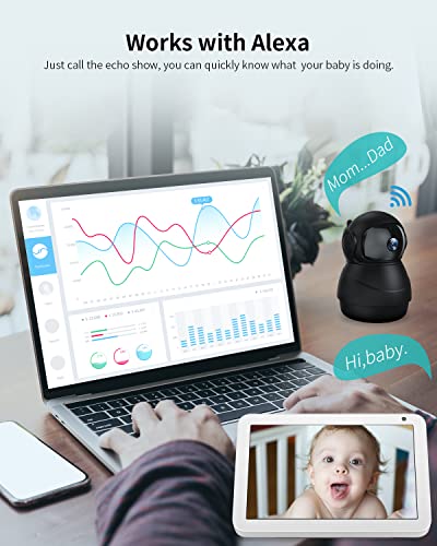 WiFi Camera for Home Surveillance, Baby Monitor with Motion Tracking, Pet Camera with Phone App 2 Way Audo/Night Vision