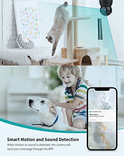 WiFi Camera for Home Surveillance, Baby Monitor with Motion Tracking, Pet Camera with Phone App 2 Way Audo/Night Vision