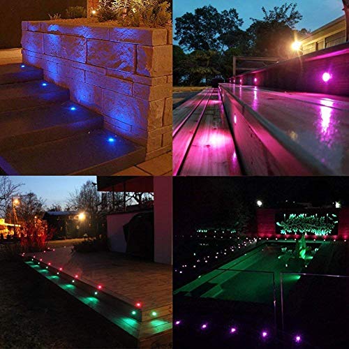 Lixada Recessed LED Deck Light 16 RGBW Colors/4 Lighting Modes Remote Control IP67 Waterproof LED in Ground Lights for Outdoor Yard Garden Stair Patio Pool Deck Kitchen -10Pack - RGBW Colors (30mm)