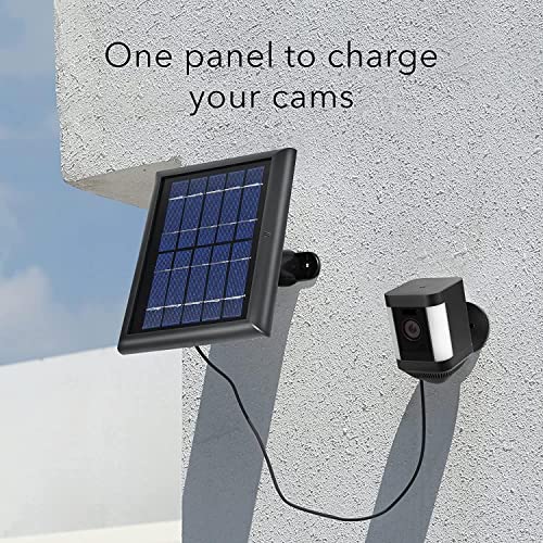 Wasserstein Solar Panel Compatible with Ring Spotlight Cam Plus/Pro/Battery, and Ring Stick Up Cam Battery - Includes Barrel Plug with USB C Adapter - 2W 5V Charging (2 Pack, Black)