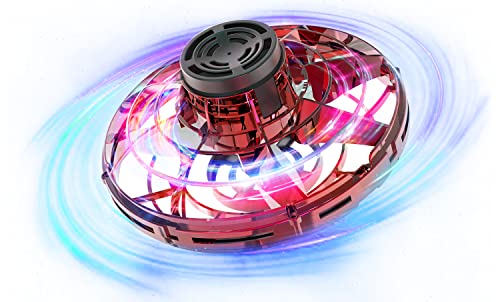 GOOLY Flying Spinner Mini Drone, Hand Operated Drones for Kids Adults, Flying Ball Toy with 360° Rotating LED Lights Indoor Outdoor, Stress Relief UFO Drone Toys for Boys Girls Gift