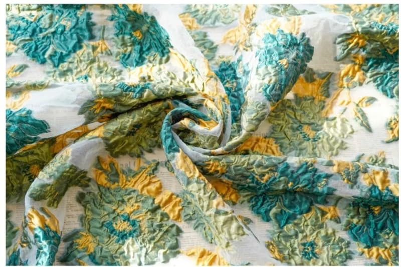 XMTXZYM 2 Meter Yarn Dyed Embossed Jacquard Fabric Women's Dress DIY Sewing Fabric