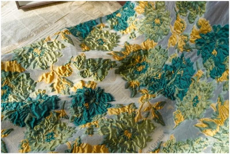 XMTXZYM 2 Meter Yarn Dyed Embossed Jacquard Fabric Women's Dress DIY Sewing Fabric