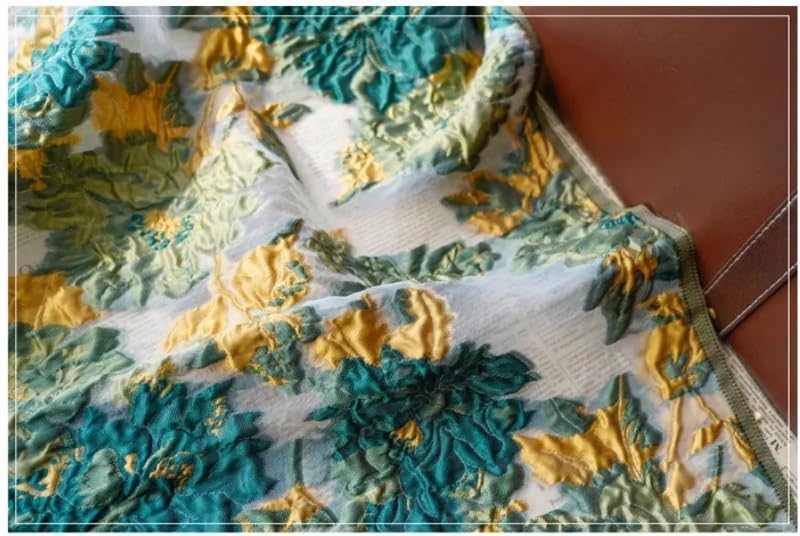 XMTXZYM 2 Meter Yarn Dyed Embossed Jacquard Fabric Women's Dress DIY Sewing Fabric