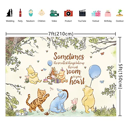 Classic Bear and Friends Photography Backdrop Newborn Baby Shower Decoration Background Boys Girls Birthday Party Backdrop Studio Props 7x5ft