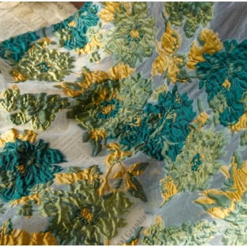 XMTXZYM 2 Meter Yarn Dyed Embossed Jacquard Fabric Women's Dress DIY Sewing Fabric