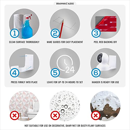 BRAINWAVZ Wall Mount for Reolink E1 Zoom Security Camera - Easy to Install Adhesive, No Tools Needed, No Mess, No Drilling, Strong Adhesive Holder, White