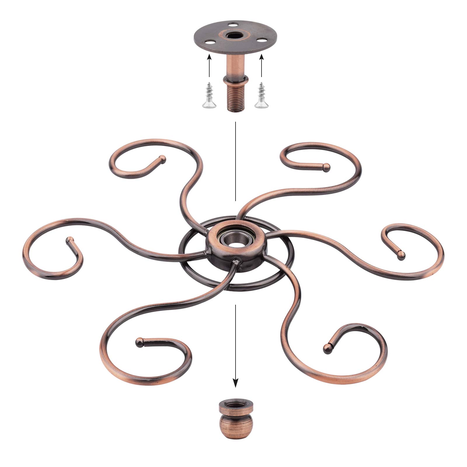 MOCOUM 360 Degree Rotatable Wine Glass Rack Under Cabinet, Wine Glass Hanger Rack Wire Wine Glass Holder Stemware Hanging Storage for Cabinet Kitchen Bar (1, Red Bronze)