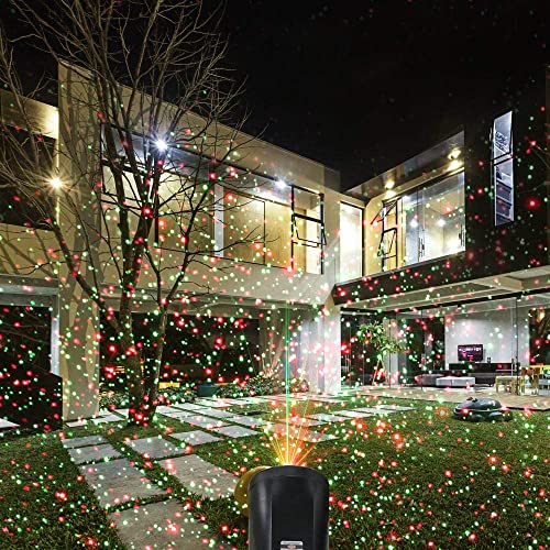 COOWOO Christmas Laser Light Projector Red and Green Star Laser Lights Show with Timer for Outdoor Decorations Waterproof Landscape Lighting for Christmas and Holidays