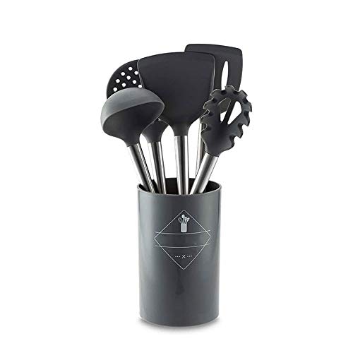 LMMDP Silicone Kitchen Utensils Set Cooking Tools Set Non-stick Spatula Shovel Brush Clips Spoon Whisk with Wooden Handle Kitchen Tool