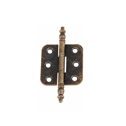TBMAKE Door Hinges 10pcs Antique Bronze Crown Head Hinge Jewelry Gift Box Decorative Hinge for Cabinet Furniture Hardware