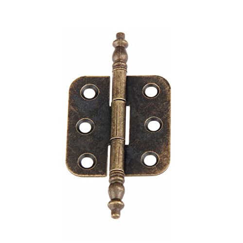 TBMAKE Door Hinges 10pcs Antique Bronze Crown Head Hinge Jewelry Gift Box Decorative Hinge for Cabinet Furniture Hardware