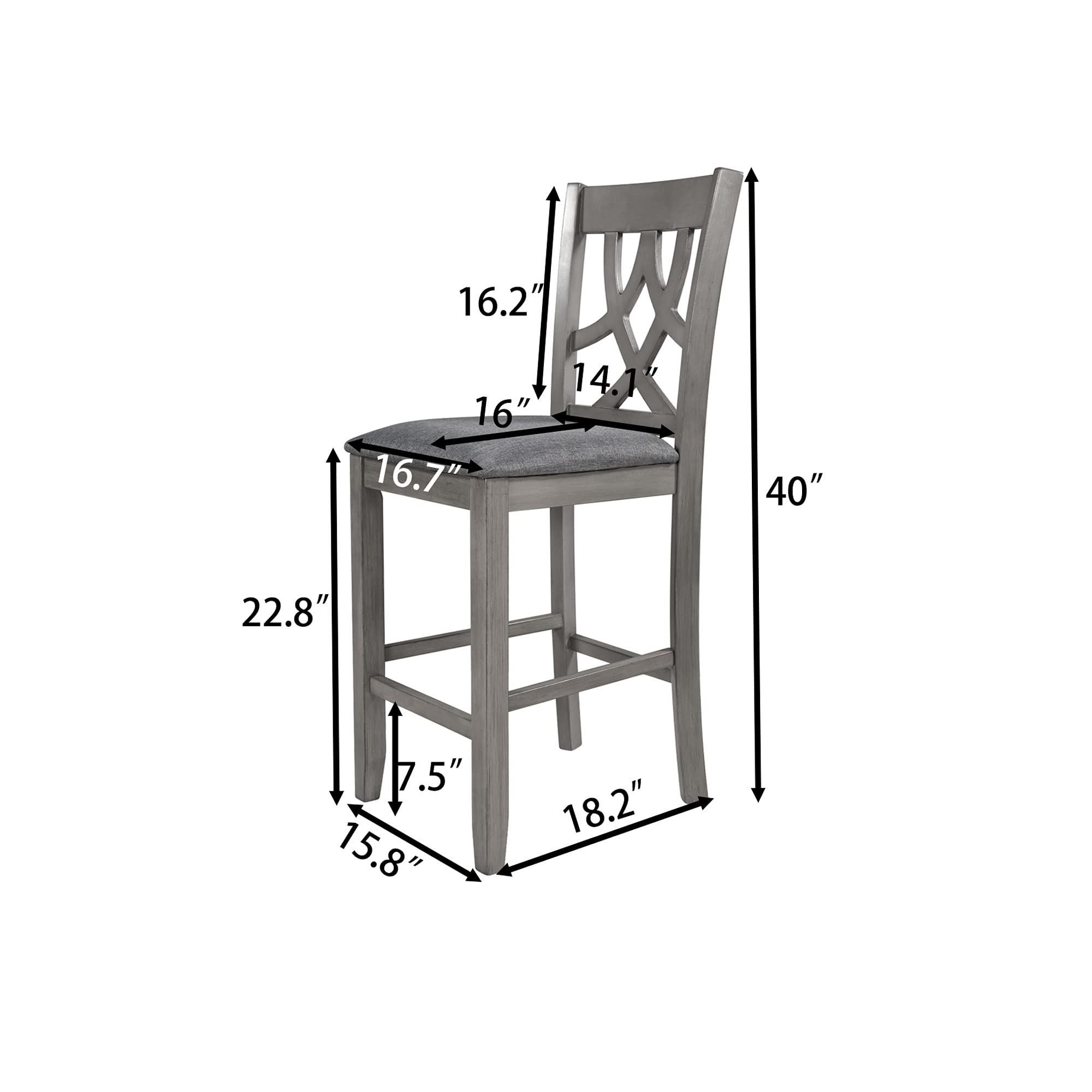 Wood Dining Chairs Set of 2,Upholstered Dining Table Chairs,Farmhouse Chairs for Dining Table,Rustic Dining Chairs,Padded Round Counter Height x back Dining Chairs with Cross Back for Small Places