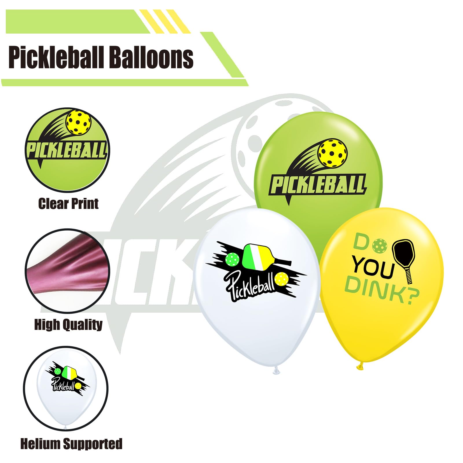 Pickleball Balloons Pack of 30 Pickleball Party Balloons for Pickleball Birthday Decorations Pickleball Party Decorations