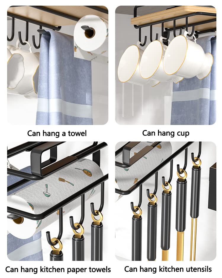 GANKAS Hanging Storage Rack Under The Cabinet Storage Racks Slide-in Rack Organizer Can Hanging Wine Glass, kitchenware, Cutting Board, Pot lid, Kitchen Paper Towels