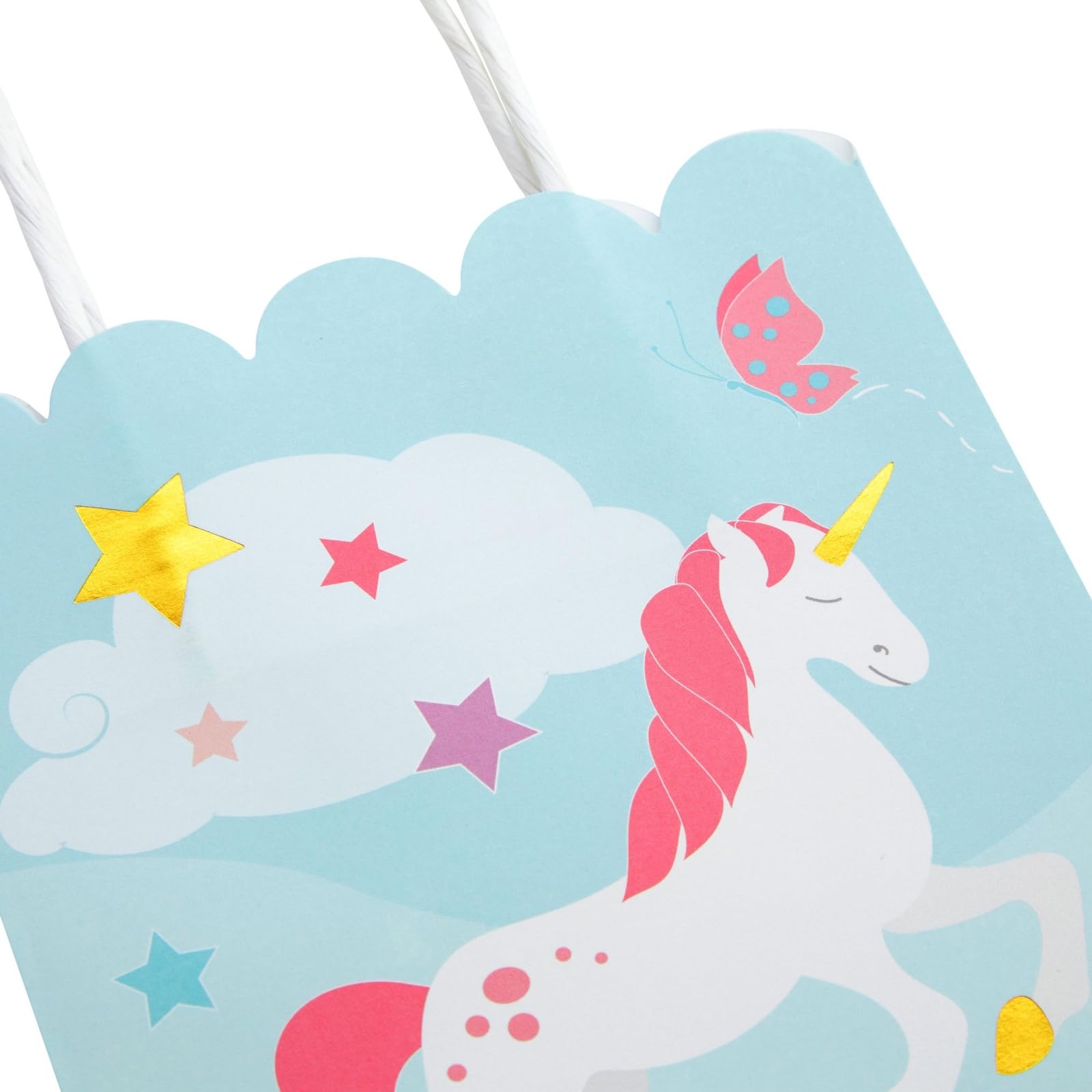 BLUE PANDA 24 Pack Small Unicorn Favor Bags with Handles, Pastel Rainbow Birthday Party Decorations (5.5 x 8.6 x 3 In)