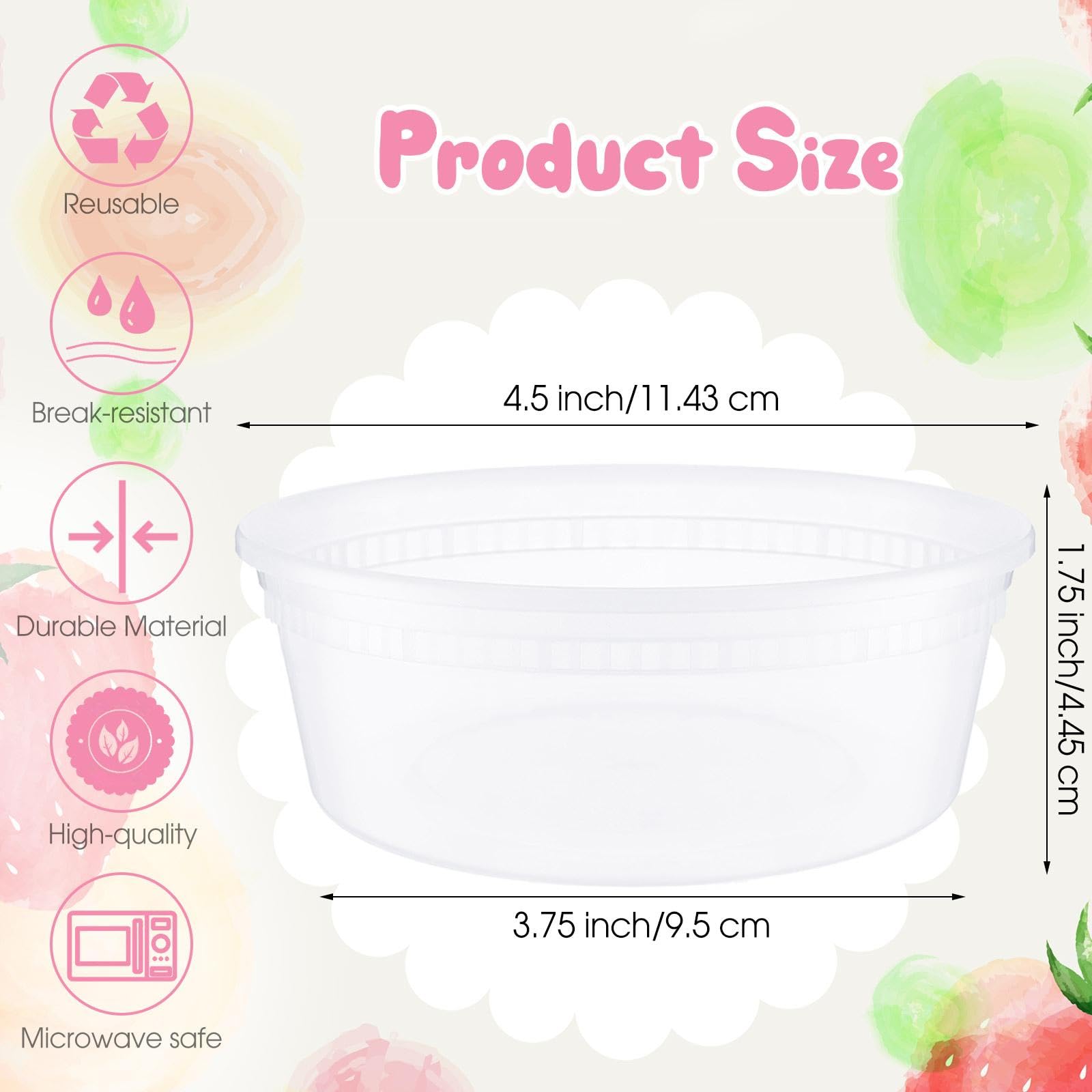 100 Pcs 8 oz Deli Containers with Lids Food Storage Containers, Plastic Containers with Lids Snack Containers Freezer Containers for Food Soup Yogurt Ice Cream Juice