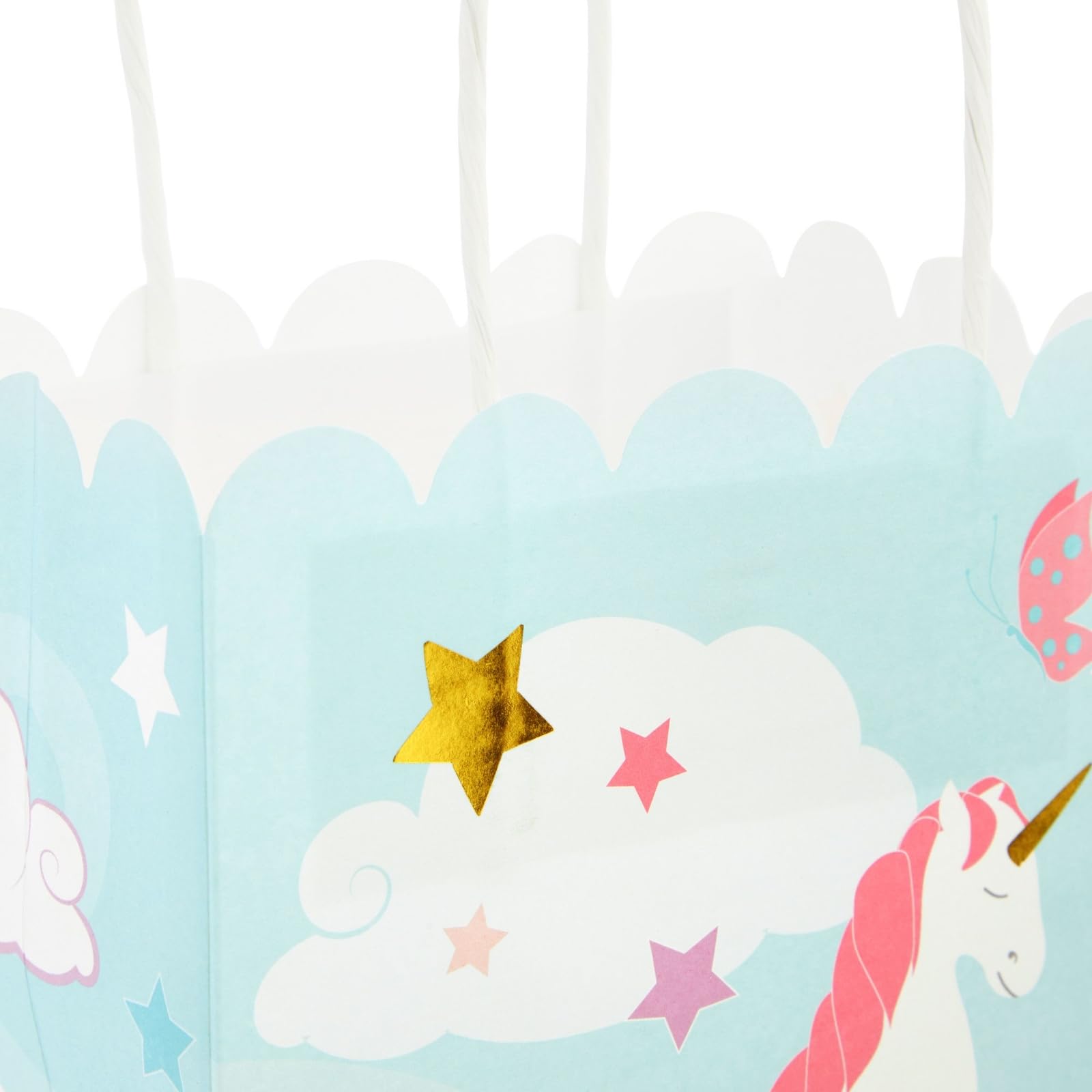 BLUE PANDA 24 Pack Small Unicorn Favor Bags with Handles, Pastel Rainbow Birthday Party Decorations (5.5 x 8.6 x 3 In)