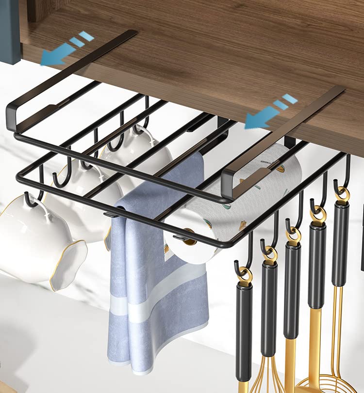 GANKAS Hanging Storage Rack Under The Cabinet Storage Racks Slide-in Rack Organizer Can Hanging Wine Glass, kitchenware, Cutting Board, Pot lid, Kitchen Paper Towels