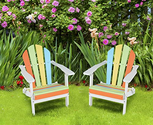 ABCPATIO Small Adirondack Chair Outdoor Small Patio Chair for Garden Porch Deck Backyard, Rainbow