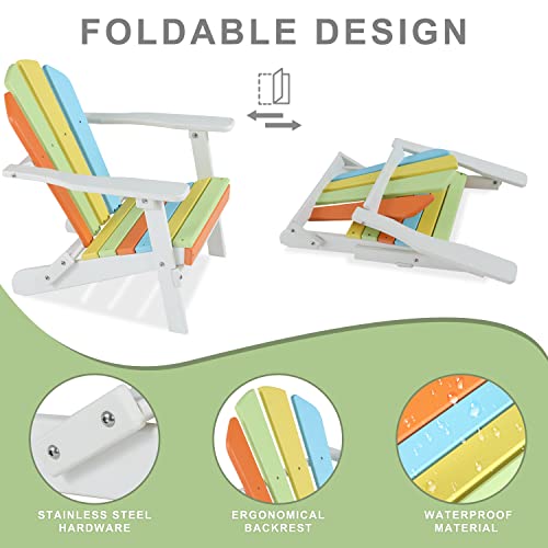 ABCPATIO Small Adirondack Chair Outdoor Small Patio Chair for Garden Porch Deck Backyard, Rainbow