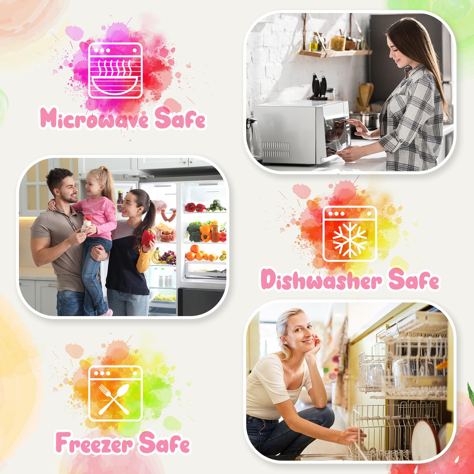 100 Pcs 8 oz Deli Containers with Lids Food Storage Containers, Plastic Containers with Lids Snack Containers Freezer Containers for Food Soup Yogurt Ice Cream Juice