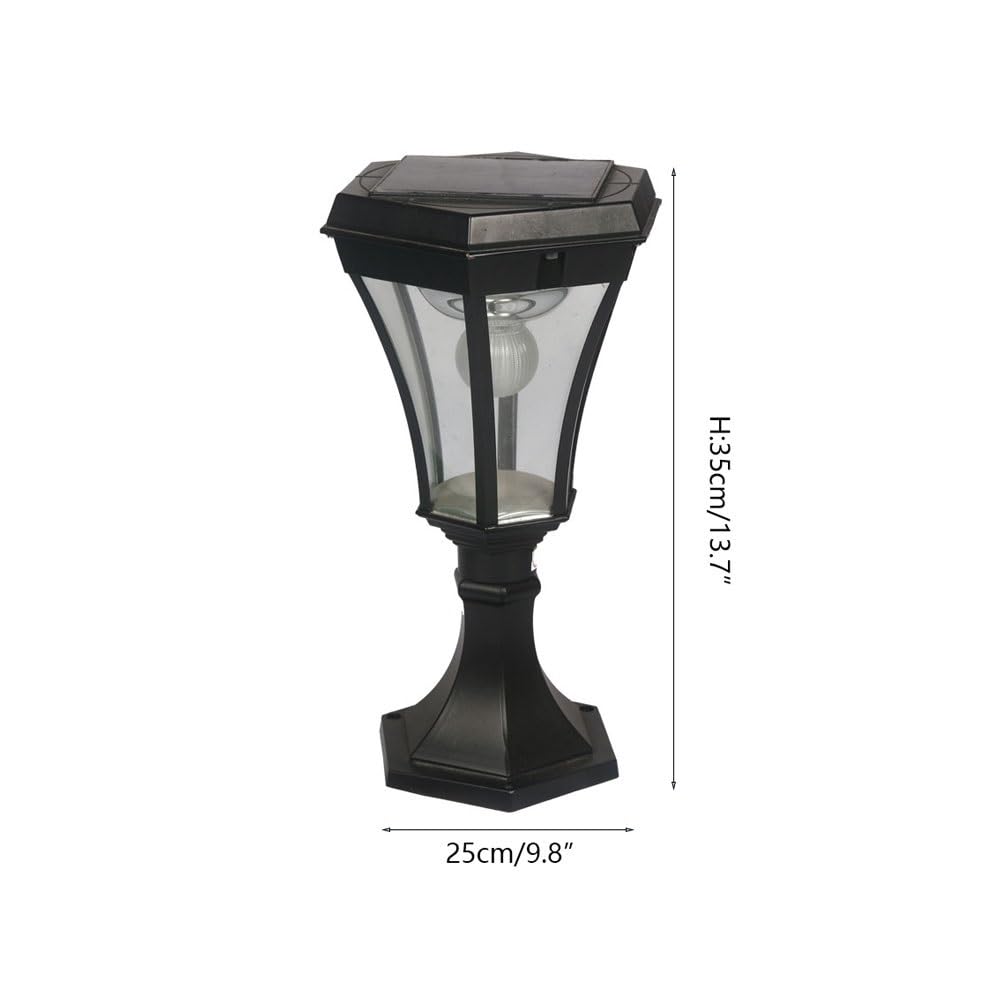 MODEBHD Outdoor Solar LED Post Light, Waterproof IP65 Villa Courtyard Fence Post Lantern, European-Style Simple Pillar Light, Die-cast Aluminum Garden Post Lamps, Moisture-Proof Traditional Landscape