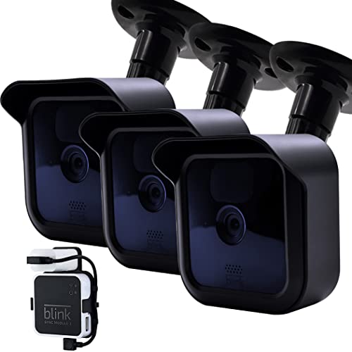 All-New Blink Camera Housing and Wall Mount Bracket,360° Adjustable Bracket and Weather Proof Protective Cover with Blink Sync Module Outlet for Blink Indoor/Outdoor Security System (Black 3 Pack)