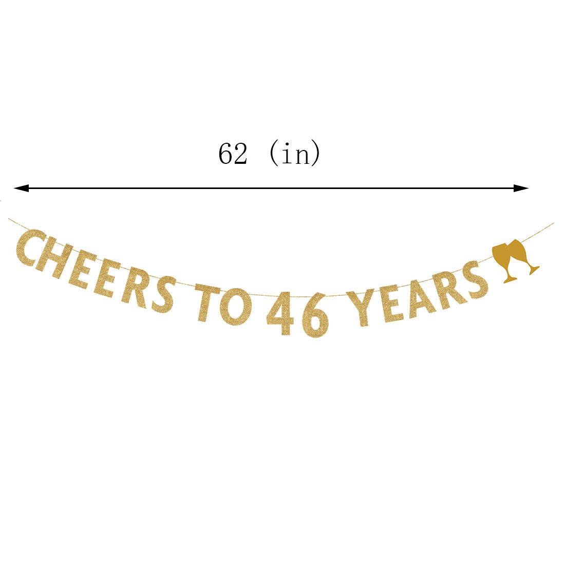 MAGJUCHE Gold glitter Cheers to 46 years banner,46th birthday party decorations