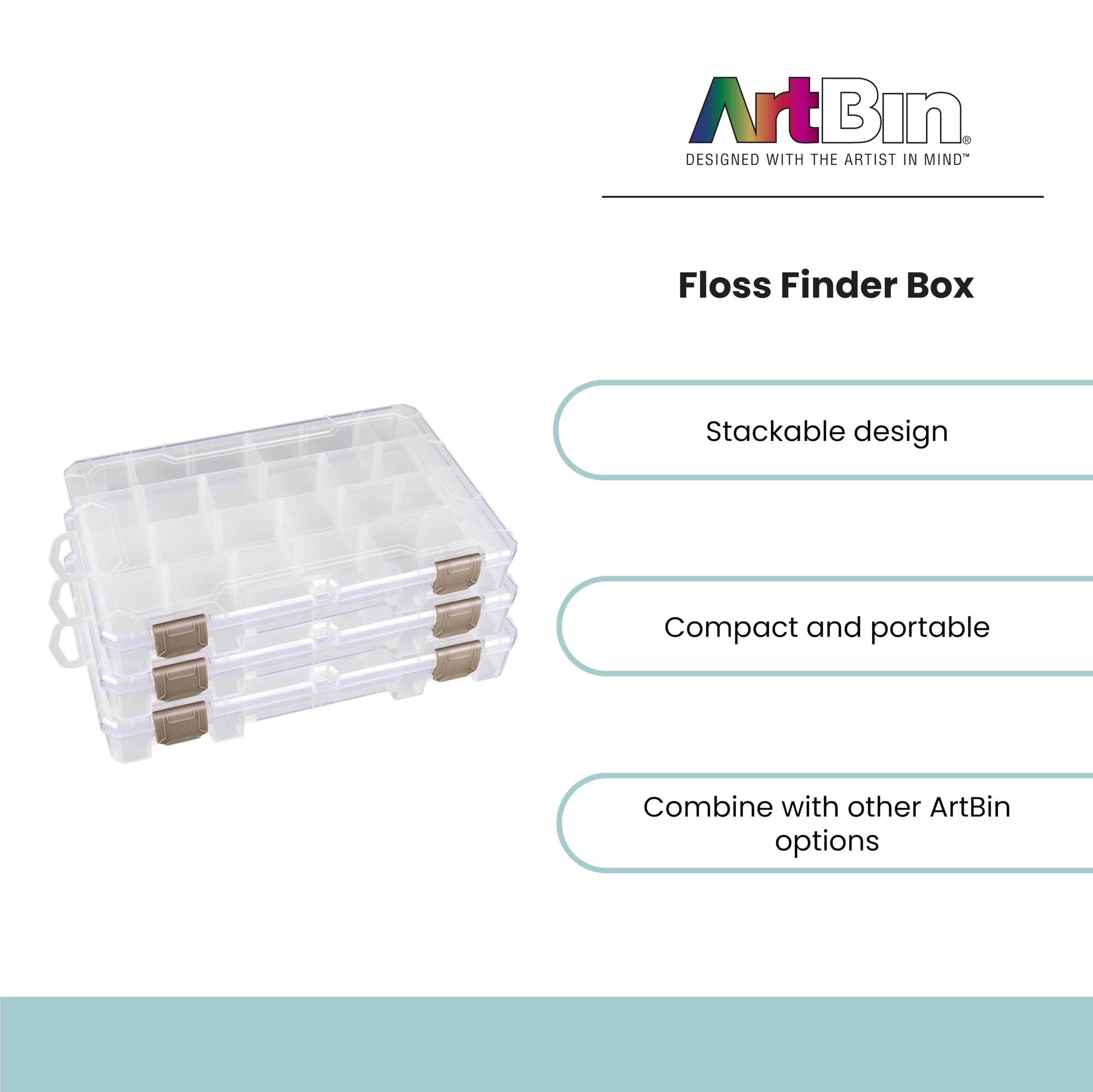 ArtBin 6840JN Floss Finder Box, Sewing & Embroidery Organizer, [1] Plastic Storage Case, Clear