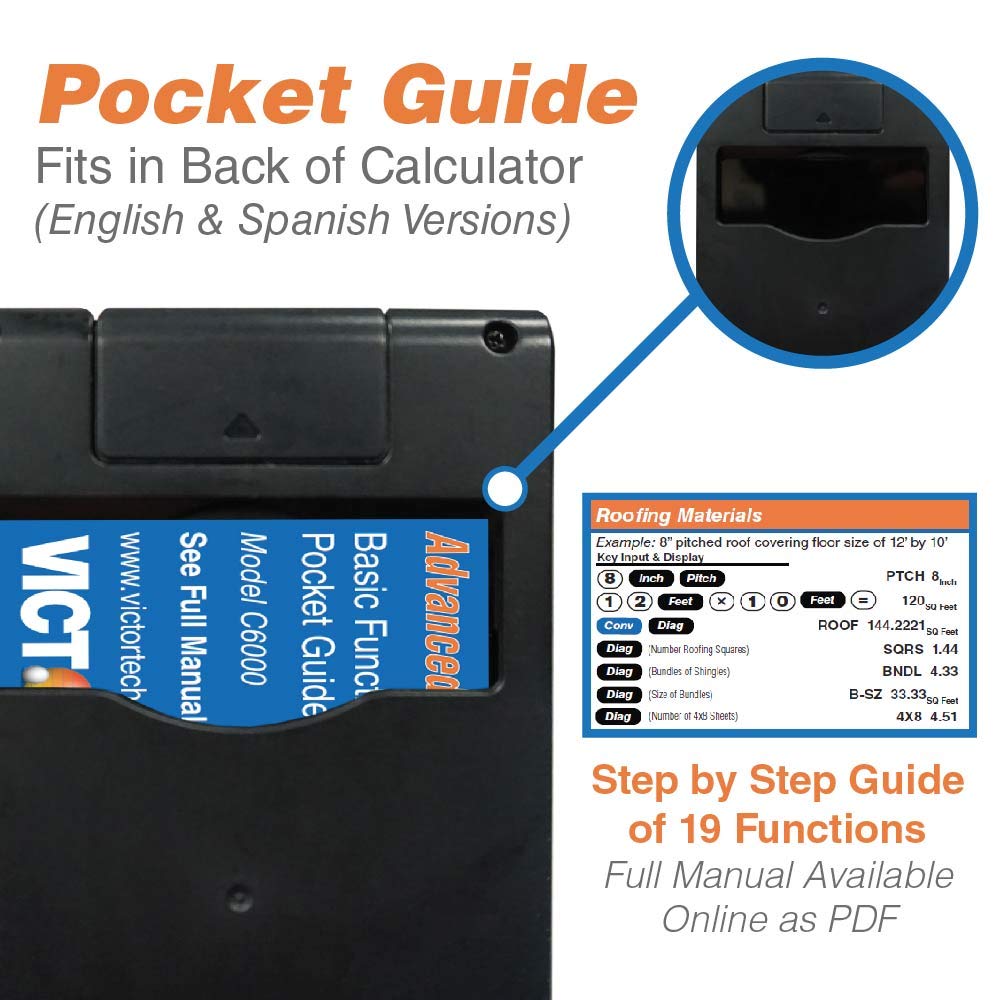 Victor C6000 Advanced Construction Calculator with Protective Case Displays in Fractional or Dimensional Forms Perfect for Carpenters, Renovators,Builders, Contractors, Estimators