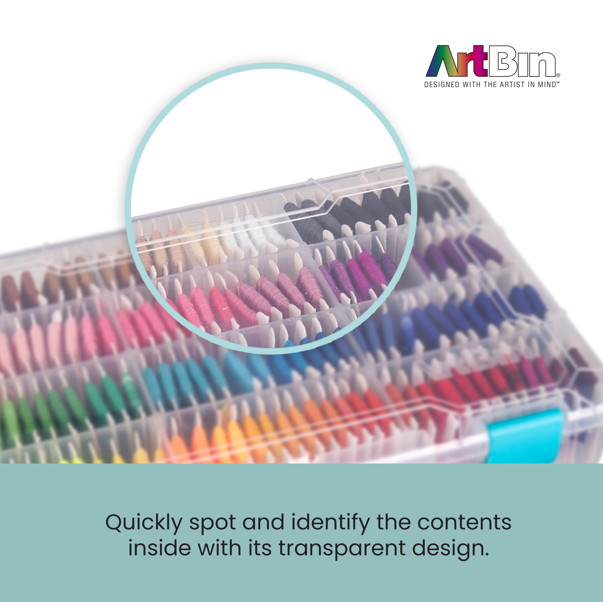 ArtBin 6840JN Floss Finder Box, Sewing & Embroidery Organizer, [1] Plastic Storage Case, Clear