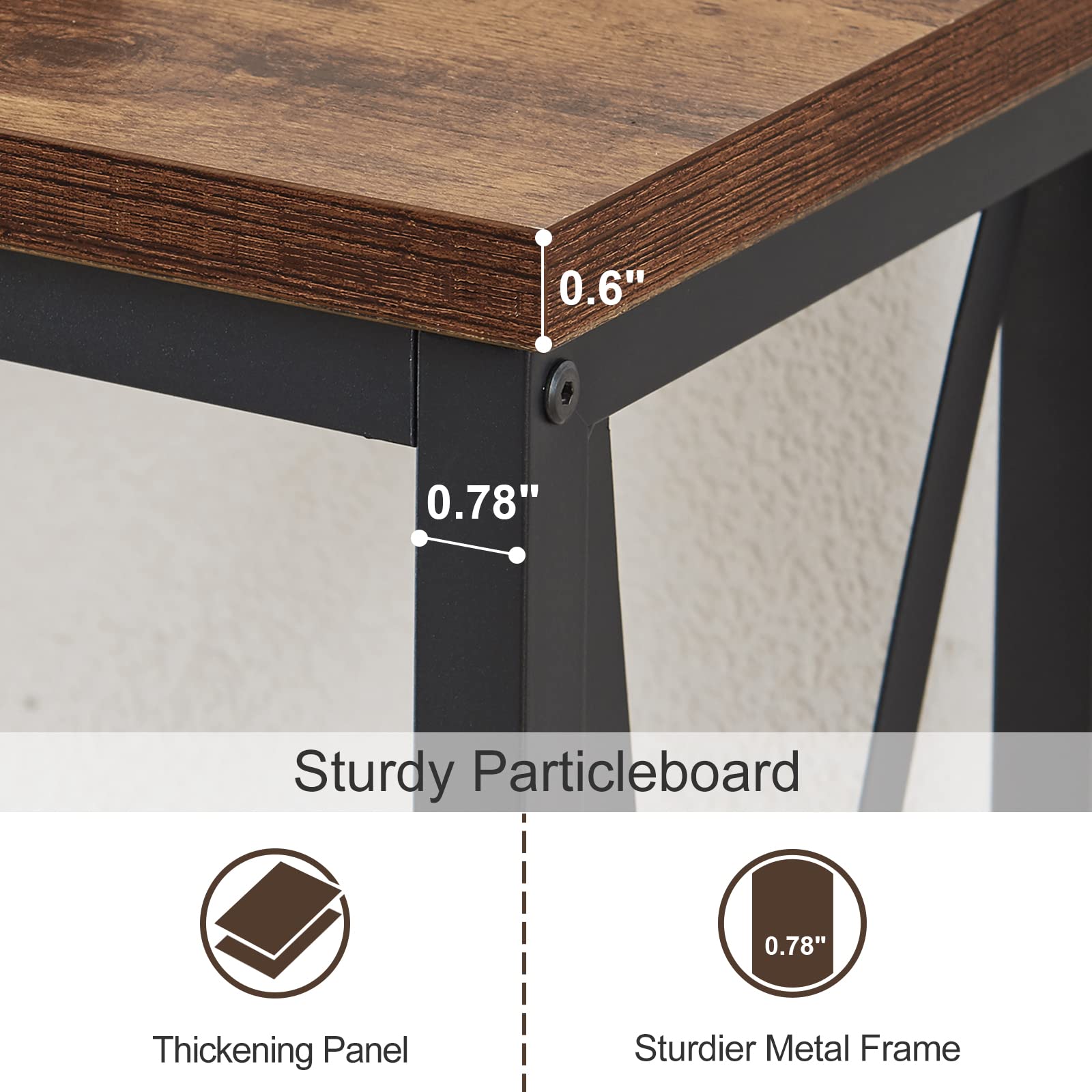 SUPERJARE 70.9 Inch Console Table with 2 Outlet and 2 USB Ports, Extra Long Entryway Table with Metal Frame and X-Shaped Design, Narrow Sofa Table for Living Room and Hallway - Vintage Brown
