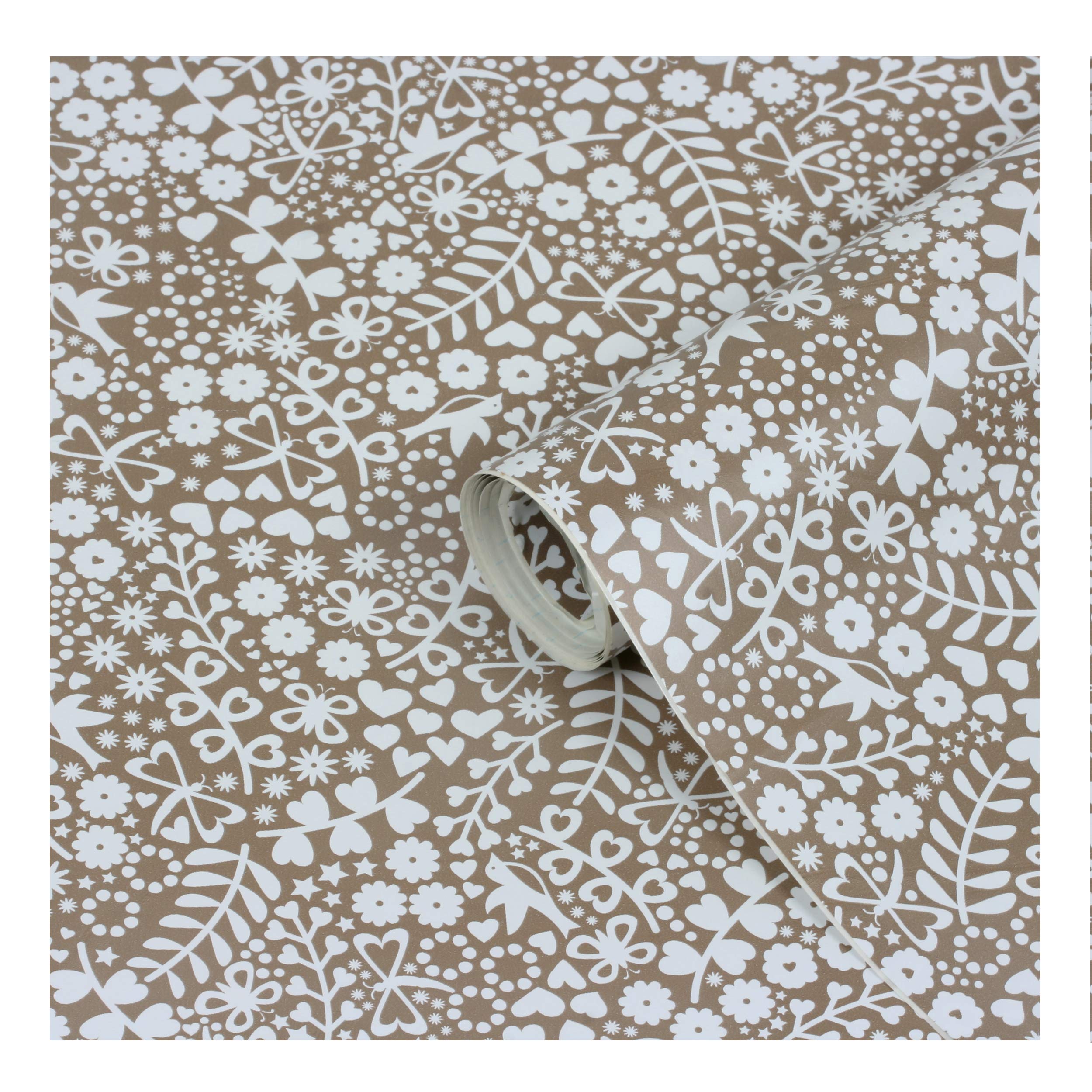 Ditsy Floral Pattern Self-Adhesive Vinyl Contact Paper for Shelf Liner, Drawer Liner and Arts and Crafts Projects 9 Feet by 18 Inches (Portobello)