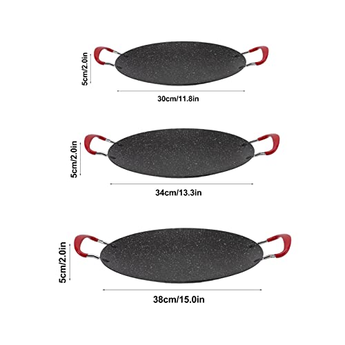 Korean BBQ Grill Pan, Non Stick with Anti Scalding Handle Round Barbecue Gill Plate for Gas Ceramic Stove(30cm)