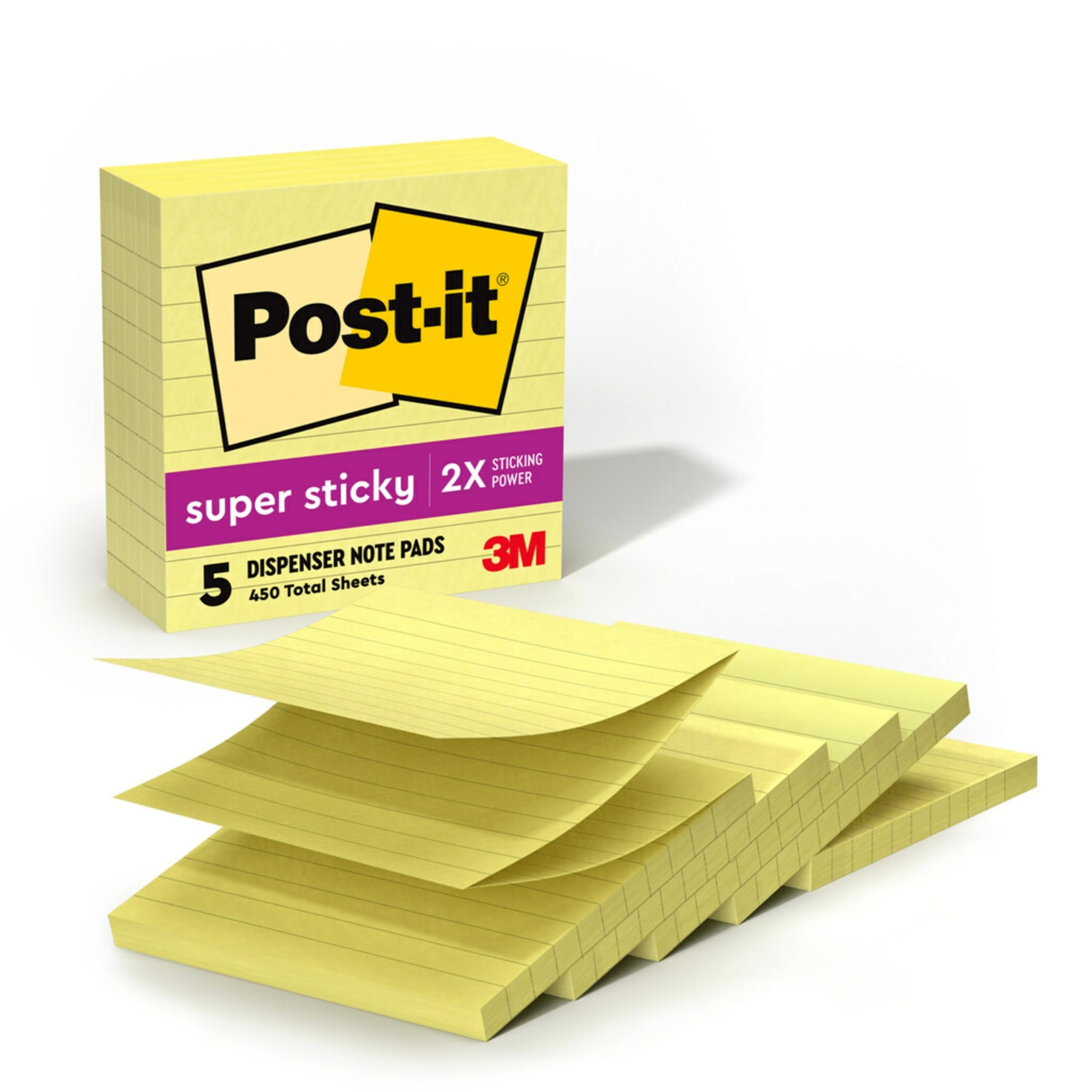 Post-it Super Sticky Pop-up Notes, 4 in x 4 in, 5 Pads, 2x the Sticking Power, Canary Yellow, Recyclable (R440-YWSS)