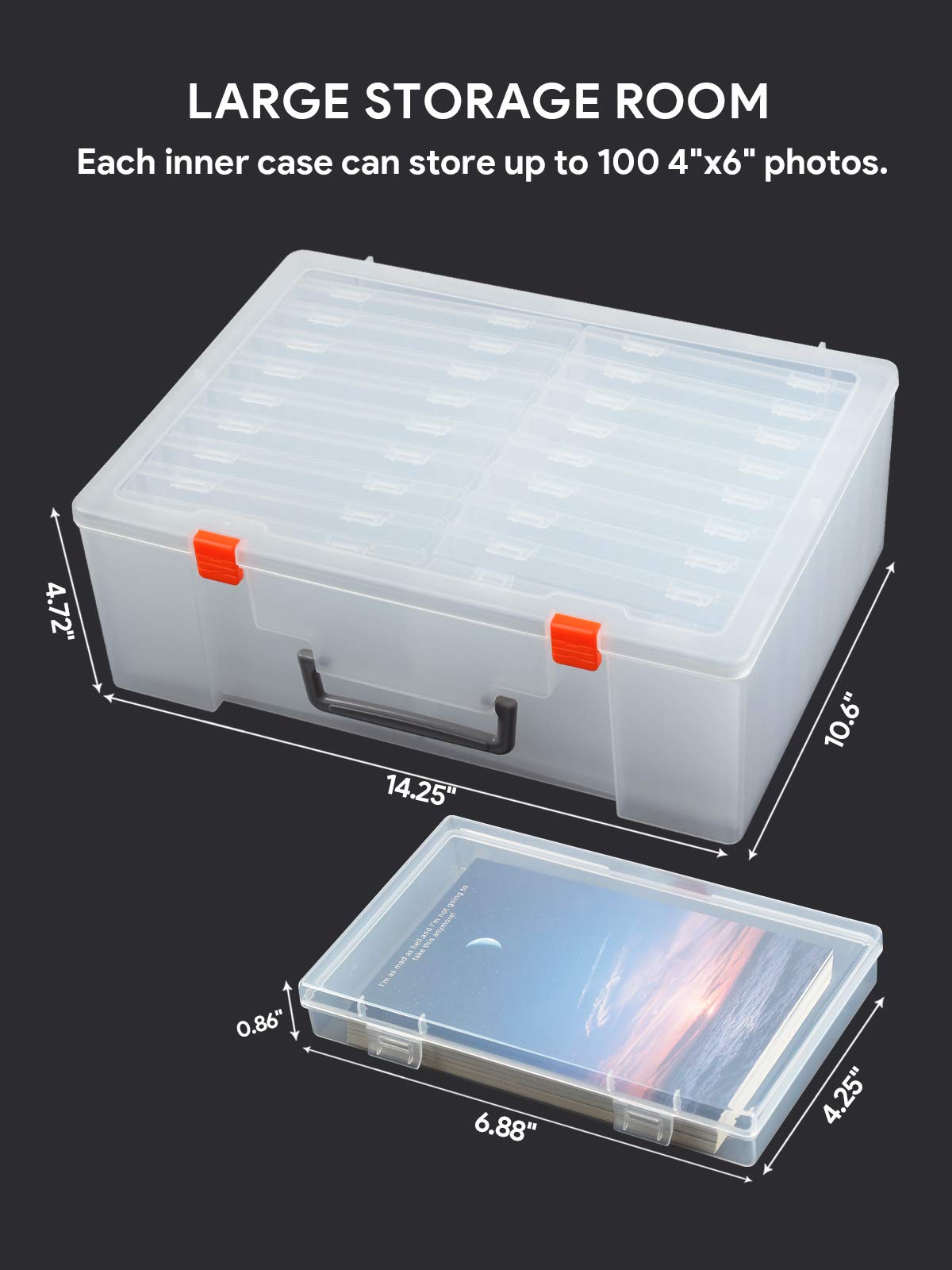 Barhon Photo Storage Box 4x6 Pictures, 18 Inner Seed Storage Organizer Extra Large, Photo Organizers Keeper Photo Cases Picture Storage (White)