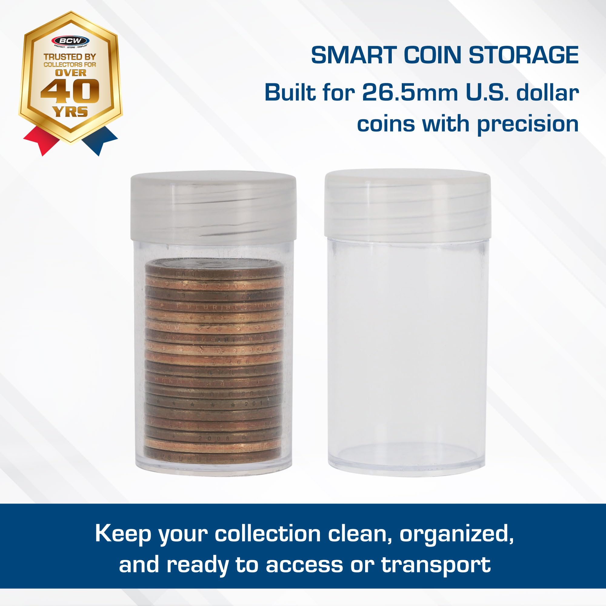 BCW Small Dollar Coin Tubes - 25 ct