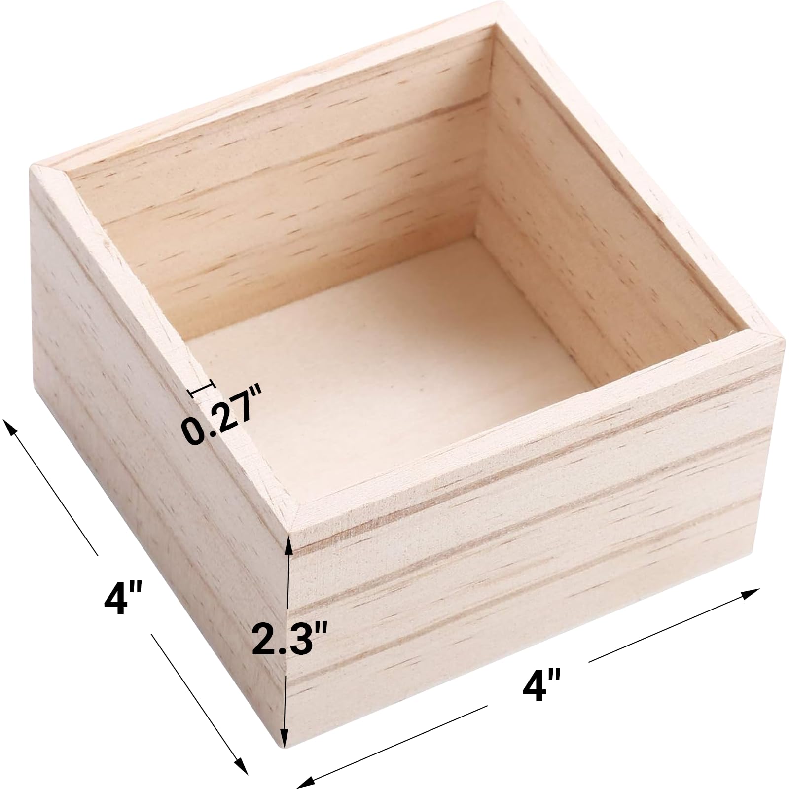 12 PCS 4'' x 4'' Rustic Wooden Box Storage Organizer Craft Box for Collectibles Home Venue Decor Succulents