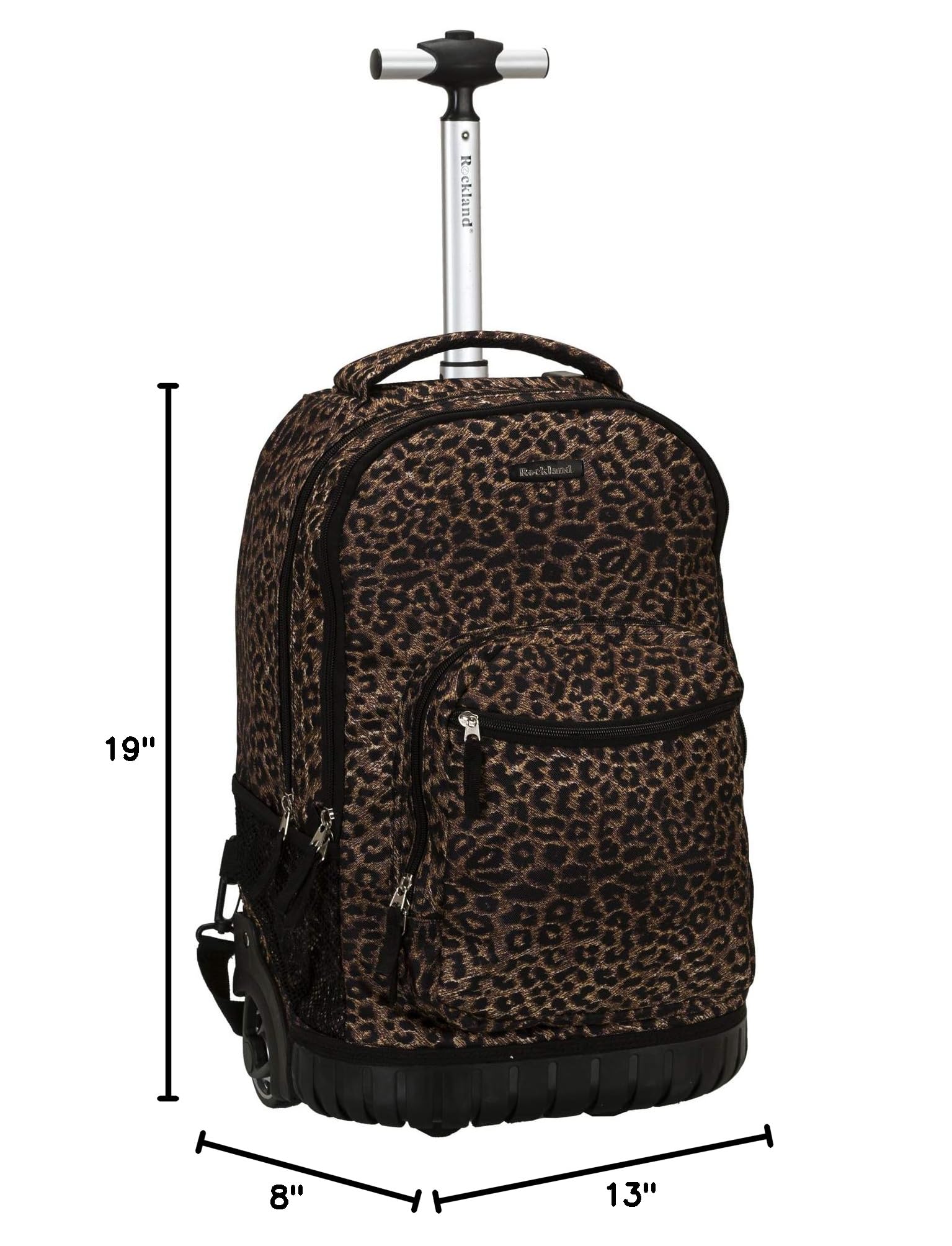Rockland Single Handle Rolling Backpack, Leopard, 19-Inch