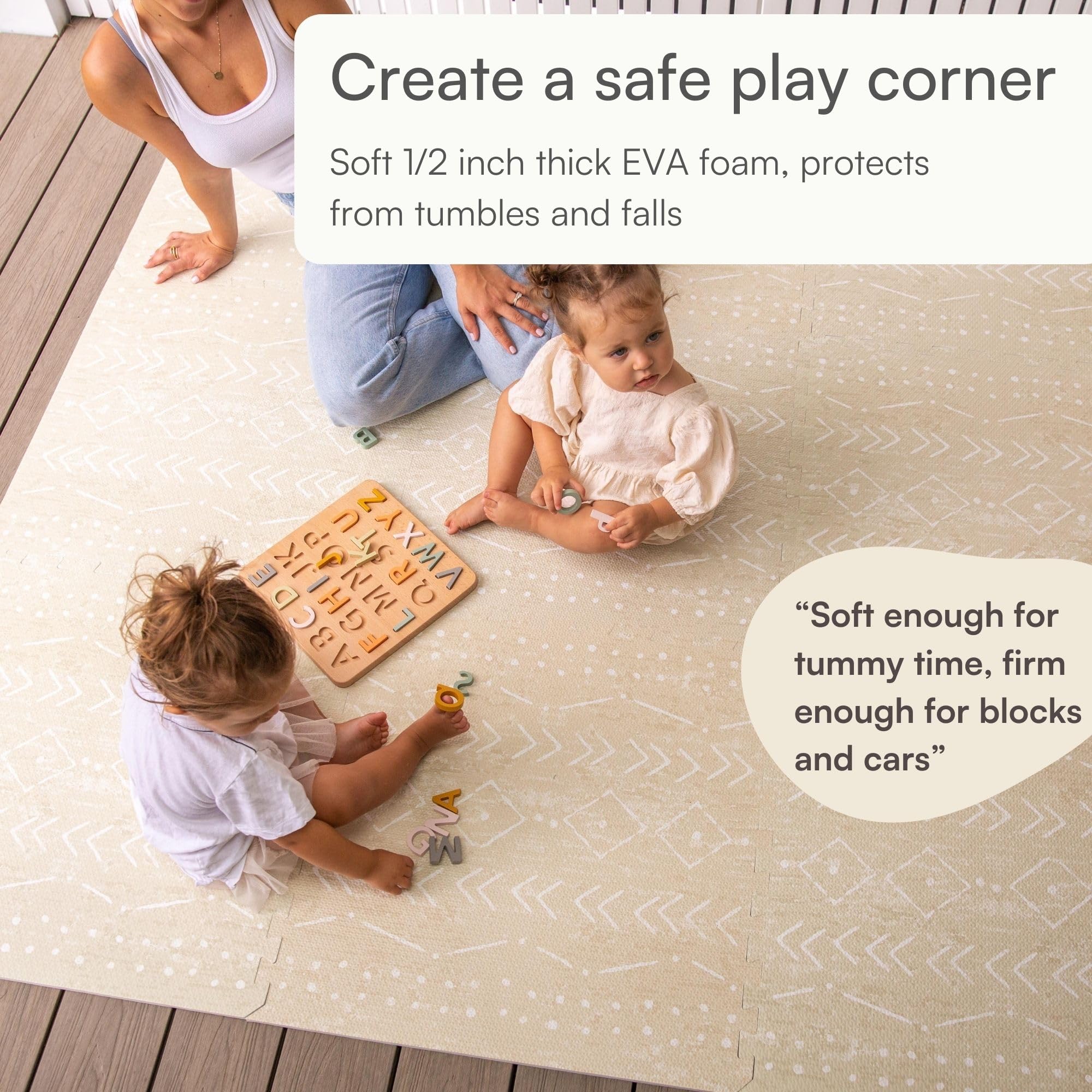 Lillefolk Premium Foam Play Mat for Baby - Large 72”x48” Non-Toxic, Soft Thick Activity Playmat for Girl or Boy; Interlocking Puzzle Tiles, Floor Mats for Infants Tummy Time, Crawling