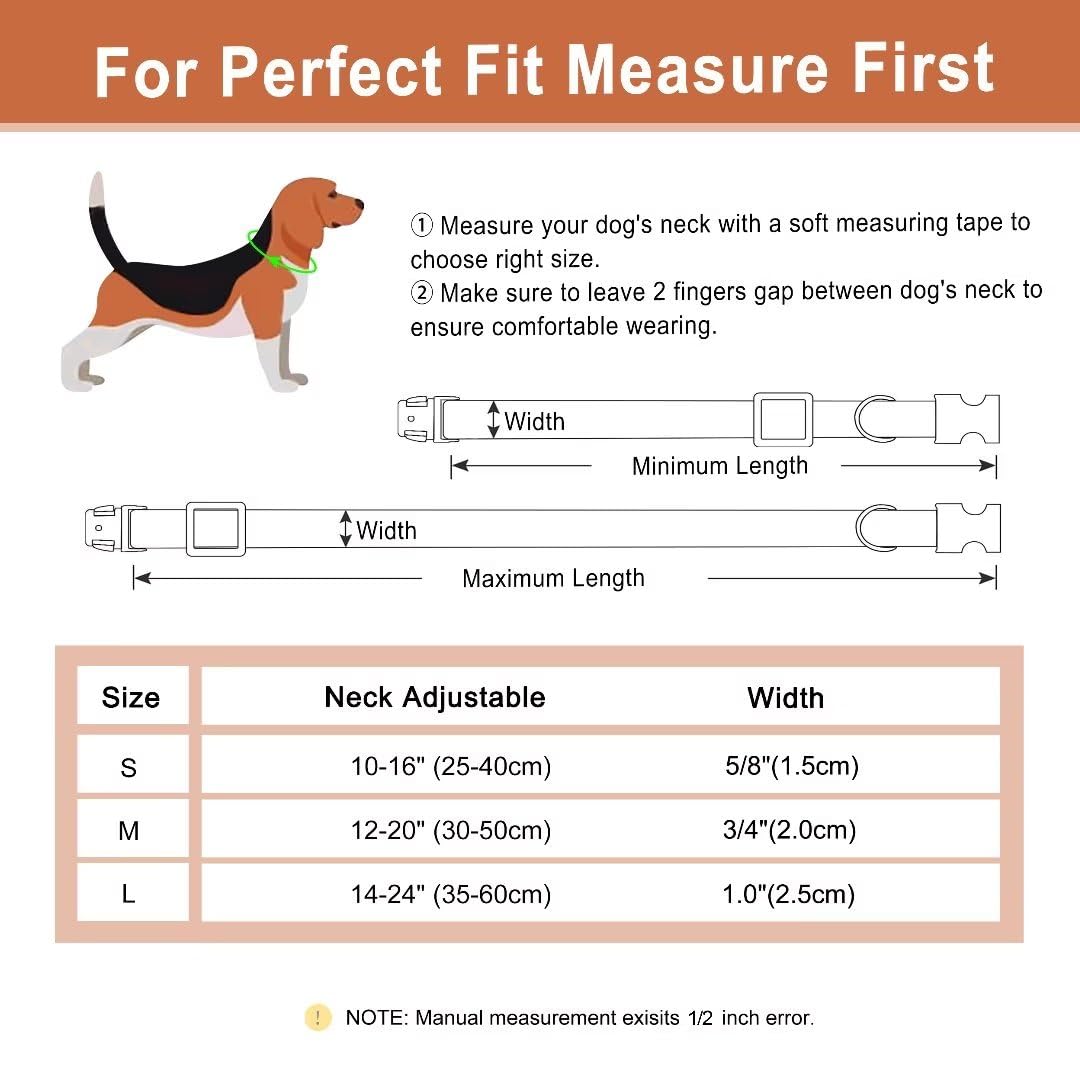 KINYABLUE Floral Pattern Cute Dog Collar for Large Dogs, Personalized Custom Dog Collars with Name, Soft Cotton Fall Dog Collar Girl with Detachable Bowtie & Flower, L (14-24")