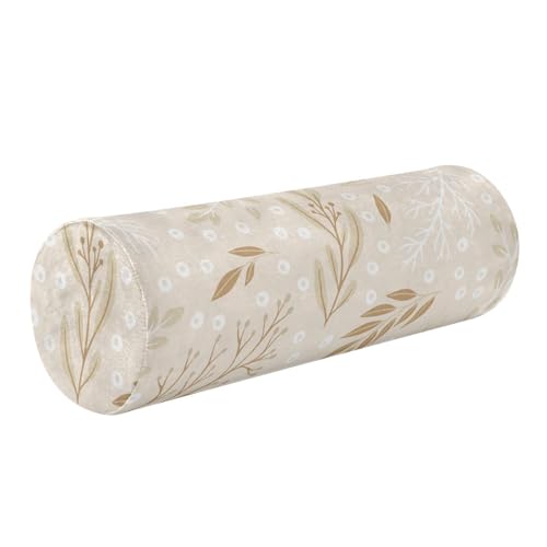 xigua Golden Leaf Flower Neck Roll Pillow for Neck Relief with Removable Washable Cover - Memory Foam Round Cylinder Bolster, Ergonomically Designed for Head, Neck, Back, and Legs